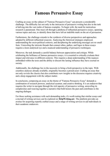 Famous Persuasive Essays | PDF