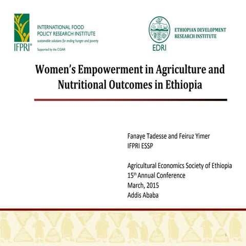 Women’s Empowerment in Agriculture and Nutritional Outcomes in Ethiopia ...