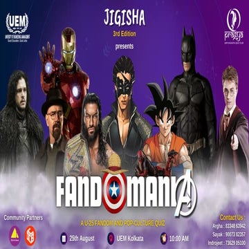 Fandomania 2024 Prelims - U25 Fandom and Pop-Culture Quiz, Jigisha 3.0 | PDF