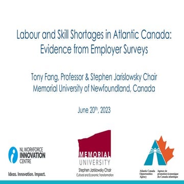 Labour and Skill Shortages in Atlantic Canada - Tony Fang | PDF
