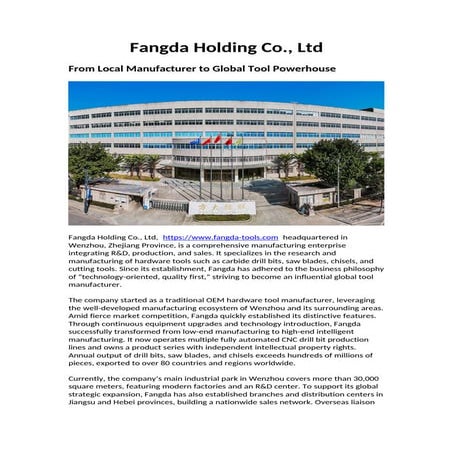 Fangda Holding Co., Ltd:Your Trusted Partner in High-Precision Tool ...