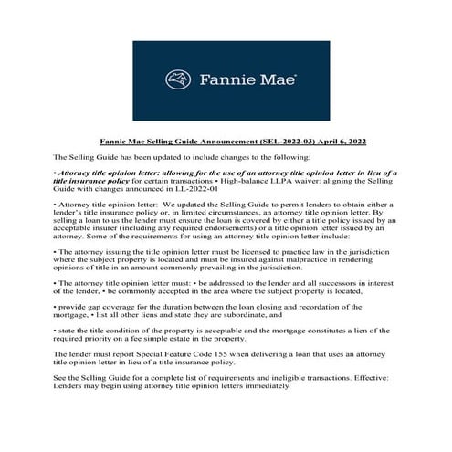 Fannie Mae AOL Selling Guide Announcement copy[1].pdf
