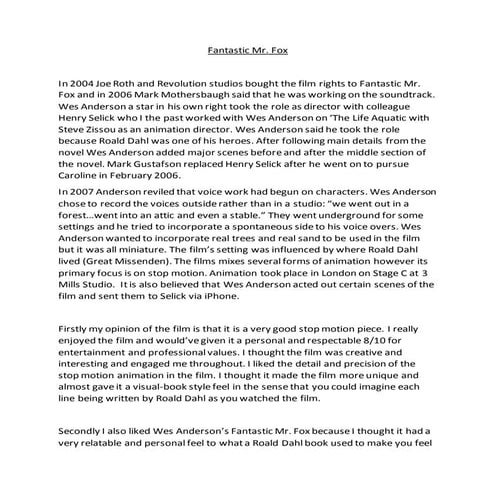 Fantastic Mr Fox | DOCX