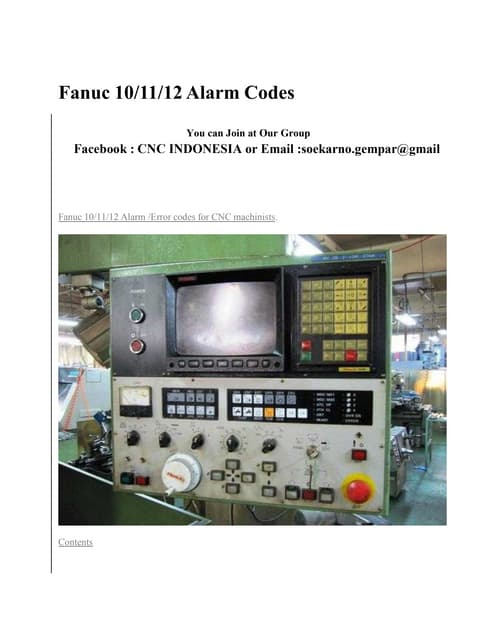 Fanuc 21 alarm codes complete list | PDF
