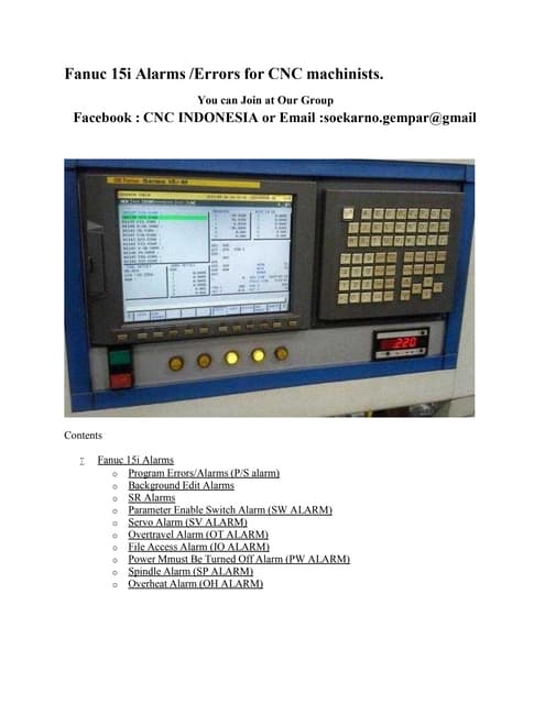 Fanuc 21 alarm codes complete list | PDF