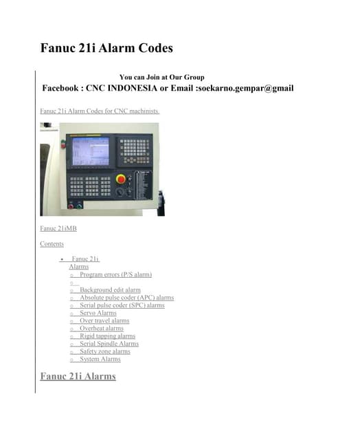Fanuc alarms fanuc series 15 alarm codes