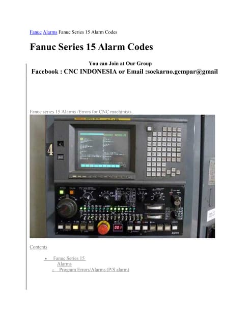 Fanuc 21 alarm codes complete list | PDF