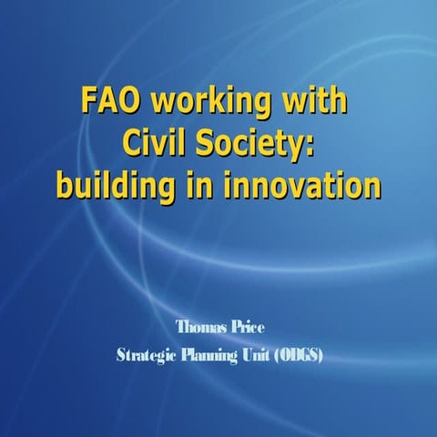 FAO Working with Civil Society: Building in Innovation | PPT | Business ...