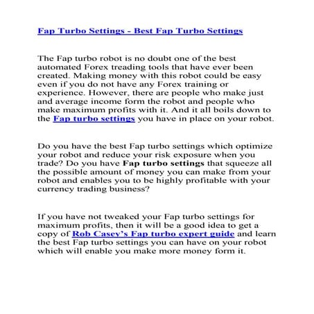 Fap turbo settings | DOCX