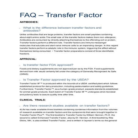 FAQ - Transfer Factor | DOCX