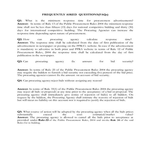 FREQUENTLY ASKED QUESTIONS(FAQs) RELATED TO PROCUREMENT | DOCX
