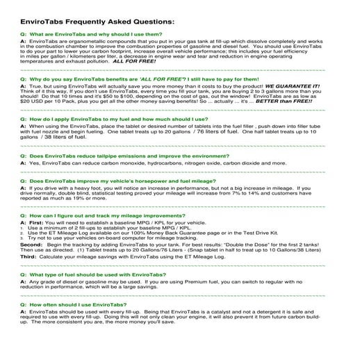 EnviroTabs Q&A | PDF