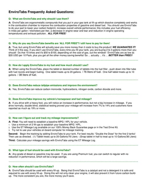 Enviro tabs money back guarantee | PDF