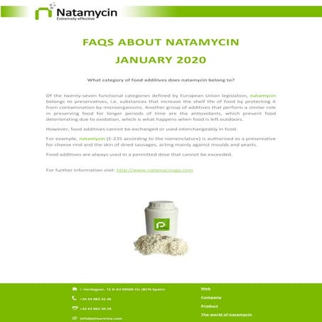 Faqs about natamycin january 2020 | PDF