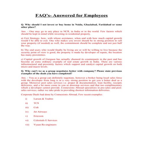 FAQs Answered For Employees | PDF