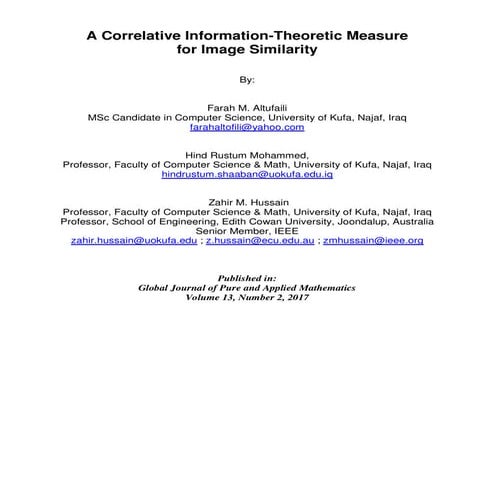 A Correlative Information Theoretic Measure For Image Similarity Pdf