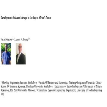 Farai Nhakwi, James N. Furze (2022) Development risks and salvage. 7 ...