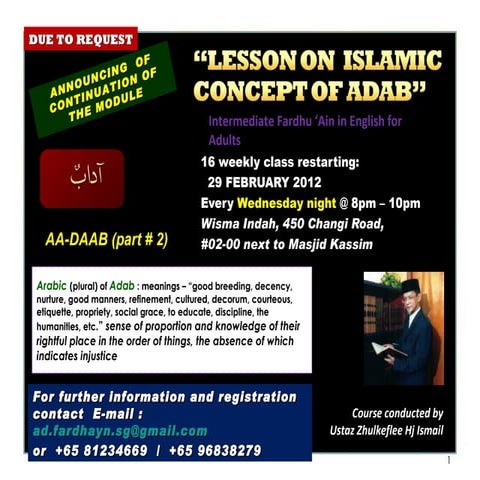 Fardh ain intermediatecourse-poster(adab-cont'd)feb2012 | PPT
