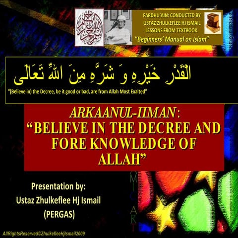 Fardh Ain#8 Qadha Wal Qadar Arkaanul Iiman[Slideshare] | PPT