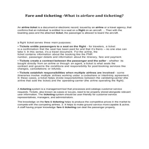 What Is IATA Airfare And Ticketing Fare And Ticketing PDF