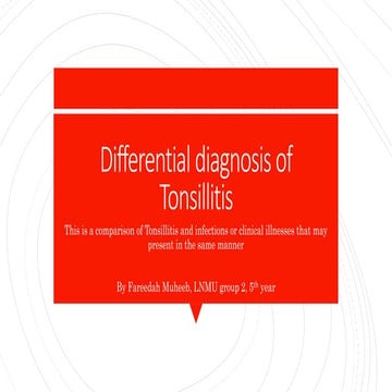 Fareedah Muheeb differential diagnosis of Tonsillitis.pptx