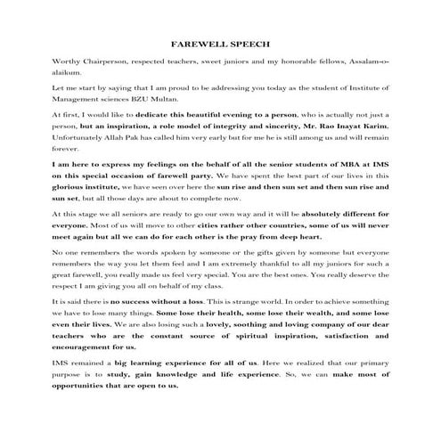 Farewell speech | PDF