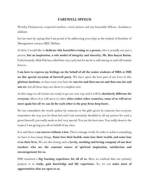 Freshers speech | PDF