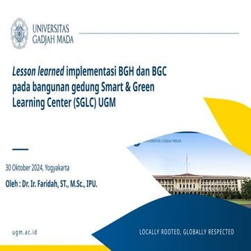 Lesson learned implementasi BGH dan BGC pada bangunan gedung Smart ...