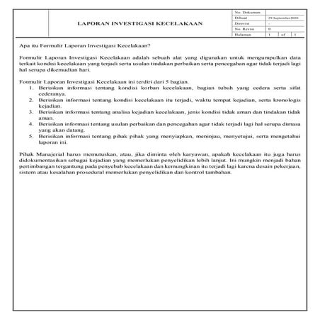 laporan K3 Identifikasi kecelakaan kerja | PDF