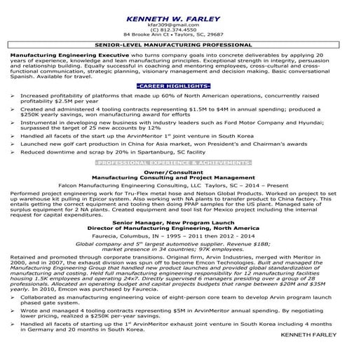 Farley kenneth-resume-2016 | PDF