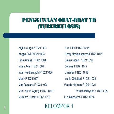 Dosis Obat Anti Tuberkulosis berdasarkan Berat badan | PPTX