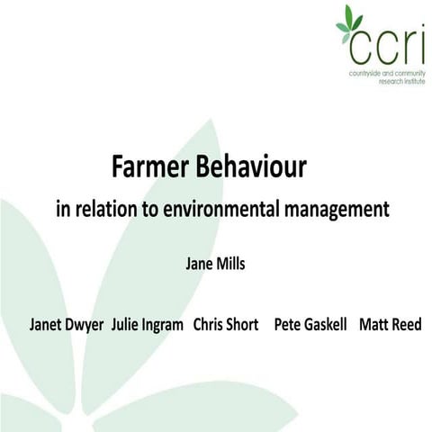 Farmer Behaviour & Environmental Management | PPT