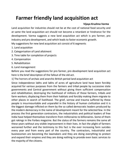 Land acquisition act 1894- 2013 | PDF