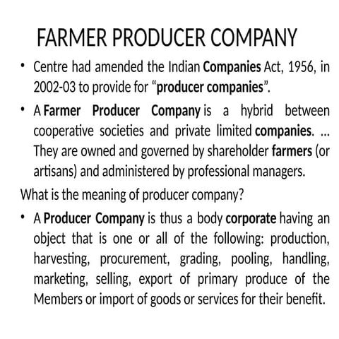Farmer producer organization (fpo) | PPTX