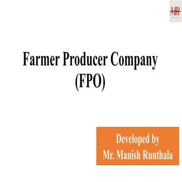 Farmer producer organization (fpo) | PPTX