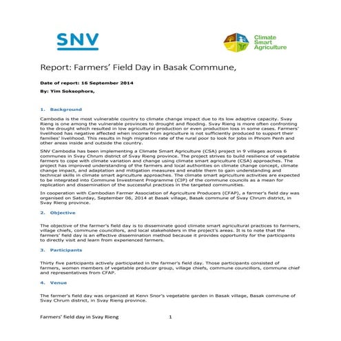 Farmers field day to learn climate smart agriculture | PDF