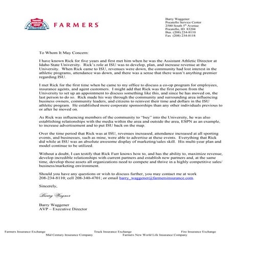Farmers Insurance Letter | DOC