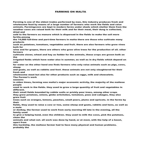 Farming on Malta | PDF