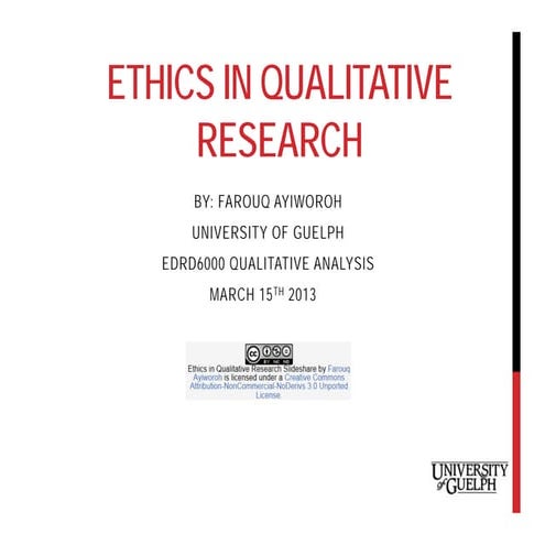 Farouq Ayiworoh Ethics in Qualitative Research | PDF