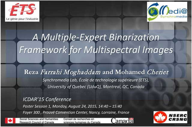 A Multiple Expert Binarization Framework For Multispectral Images Ppt