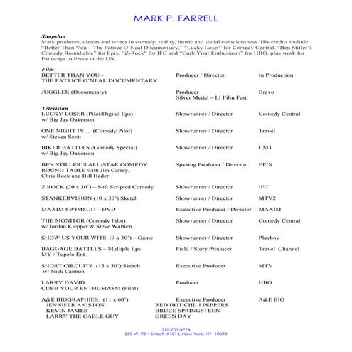 Peter Healy ACTORS CV Feb 2016 | PDF