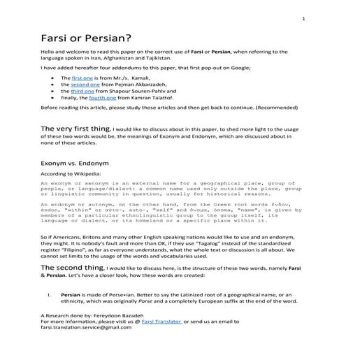 Farsi or persian | PDF