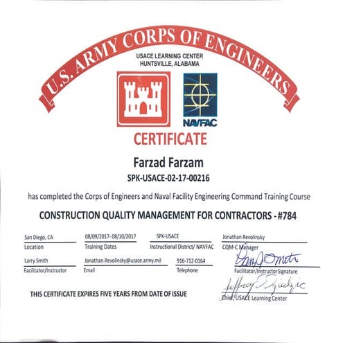 Farzad Farzam CQM Certificate | PPT