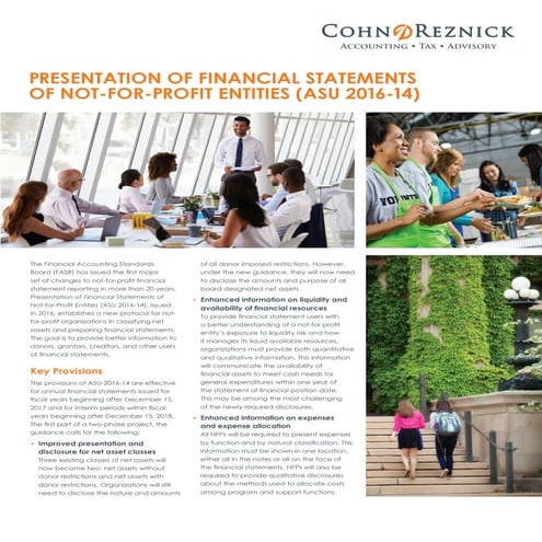 Presentation of Financial Statements of Not-For-Profit entities NFP asu ...