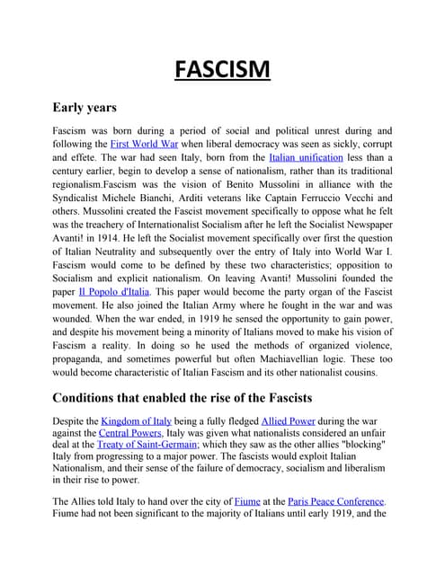 Fascism in Italy | PPT