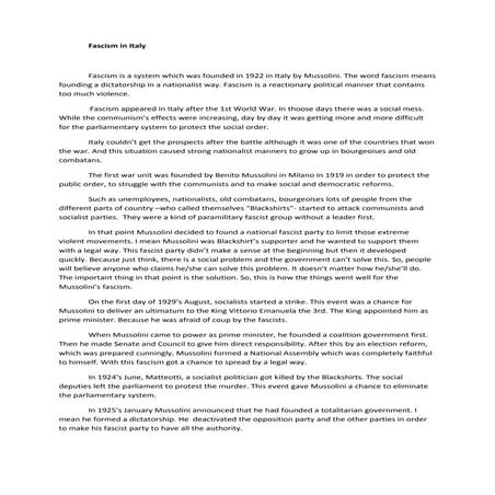 Fascism in italy | DOC