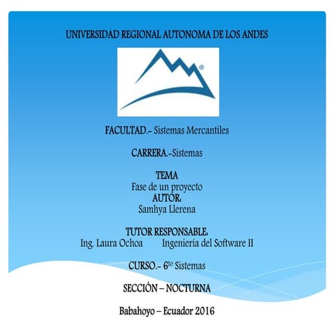 Fase de un proyecto | PPTX | Technology & Computing