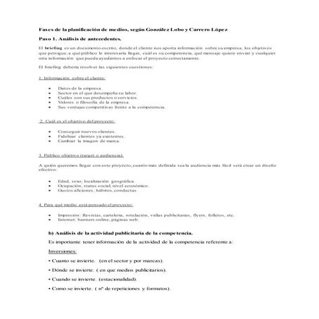 Fases de plan de medios | DOCX