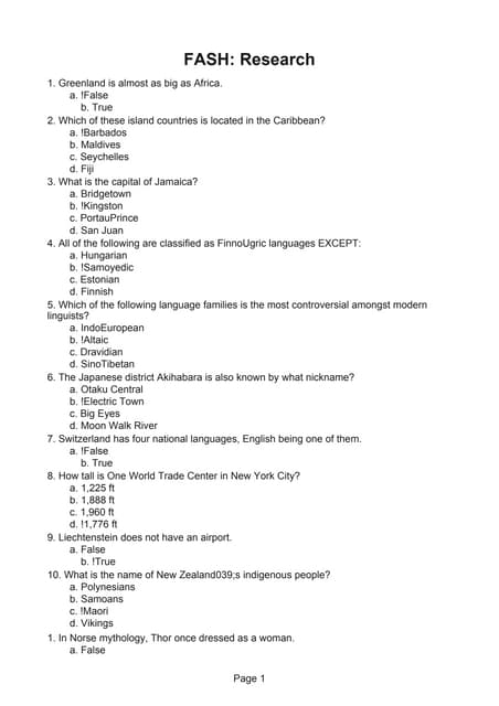 Fun General Knowledge Quiz Questions and Answers | PPTX