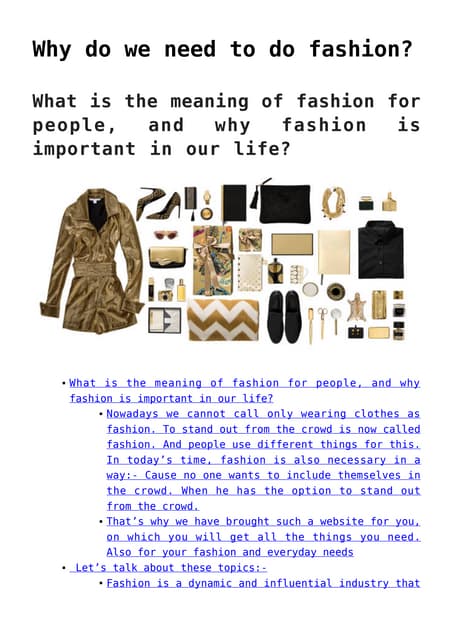 Types Of Fashion Categories | PPTX